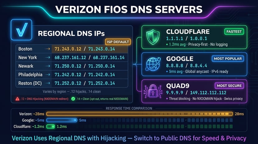 Verizon DNS Servers: IP Addresses, Setup & Faster Alternatives | DNS Robot